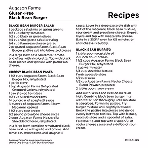Augason Farms Gluten-Free Black Bean Burger 2 lbs 14 oz No. 10 Can 1 Pack