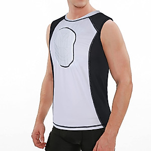 TUOY Padded Sleeveless Shirt Chest Sternum Protector Heart Guard Compression Protective Shirt