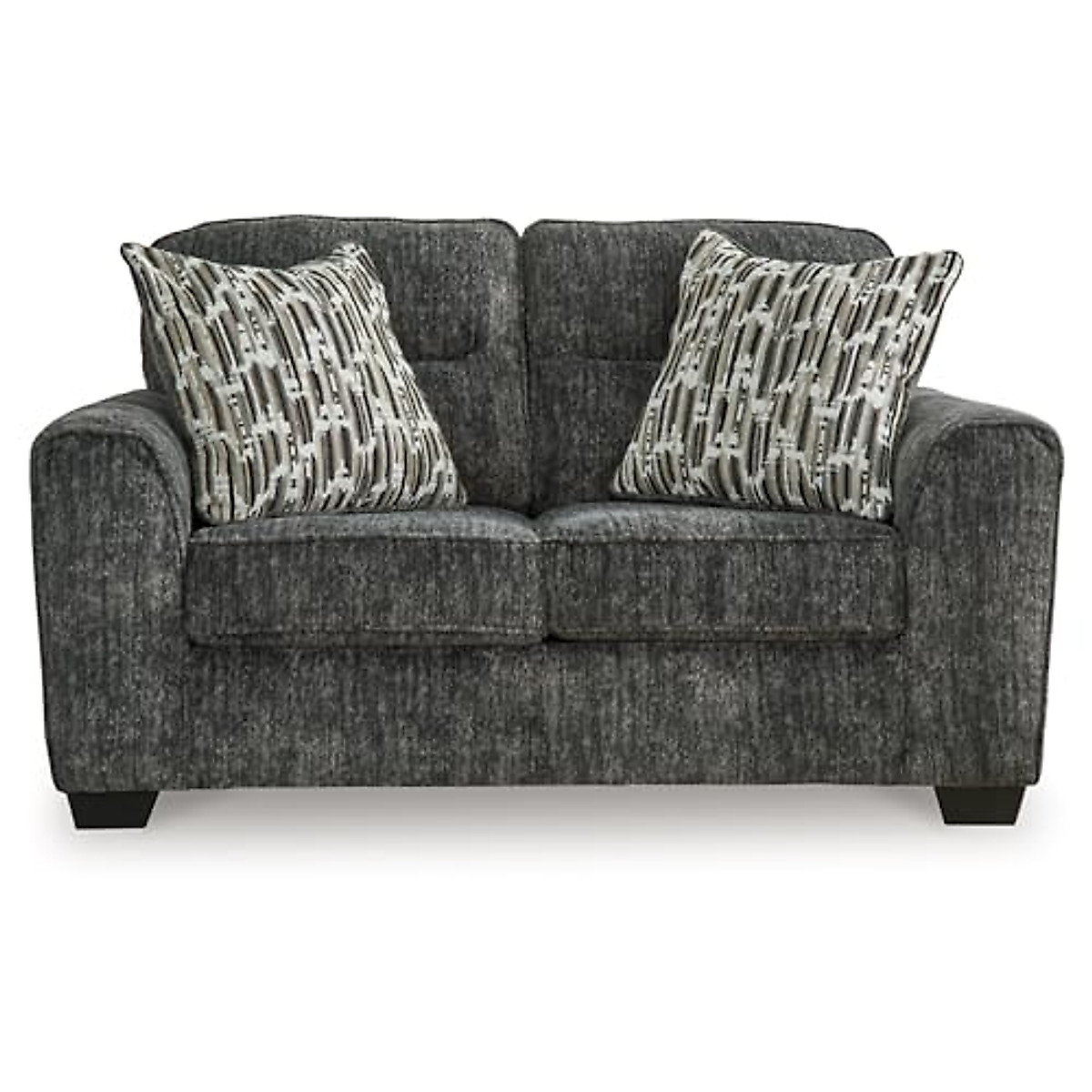 Signature Design by Ashley Lonoke Modern Loveseat with 2 Accent Pillows, Gray