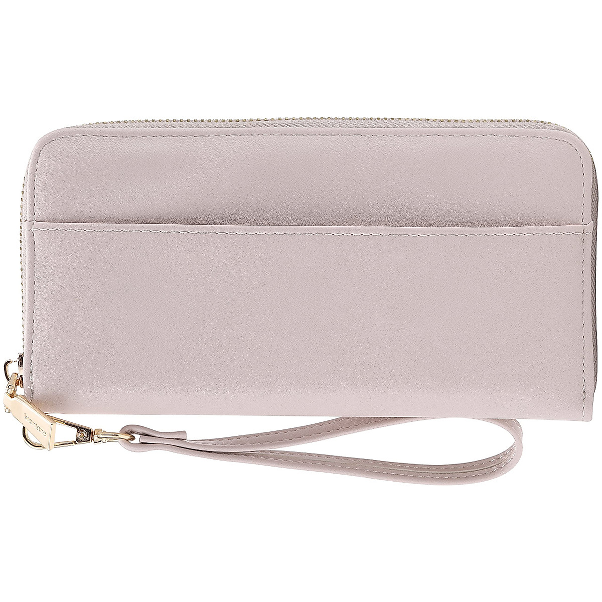 B BRENTANO Vegan Leather Slim Single-Zipper Wallet with Pocket, Wristlet and Tassel Accent (Leopard Brown)