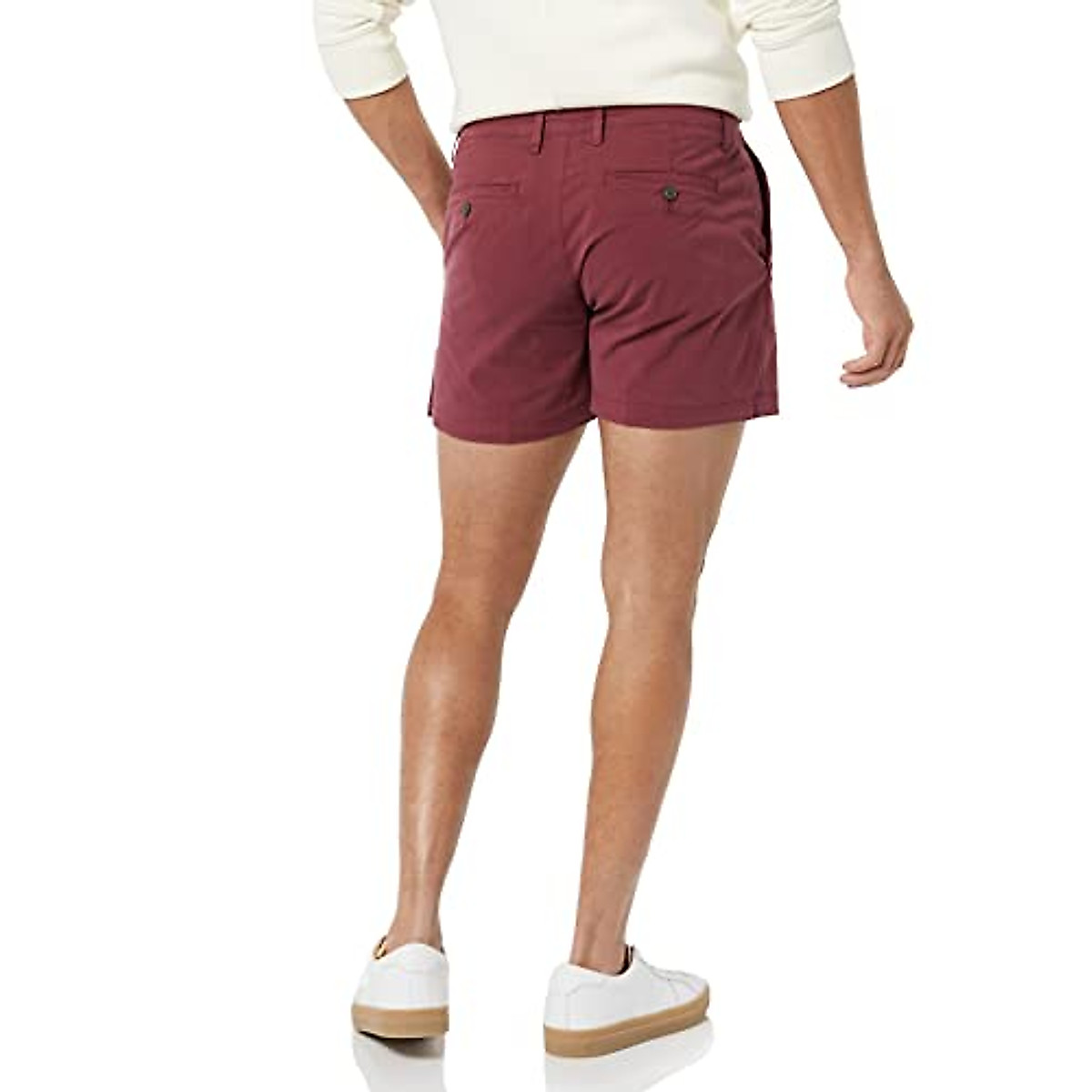 Amazon Essentials Men's Slim-Fit 5" Flat-Front Comfort Stretch Chino Short (Previously Goodthreads), Burgundy, 28