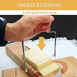 YAFIYGI Cheese Wire Slicer Cutter - Fast Cutting for Hard or Semi-Hard Block Cheeses - Stainless Steel Cheese Slicer with Wire - Handheld Cheese Cutter with Replacement Wire