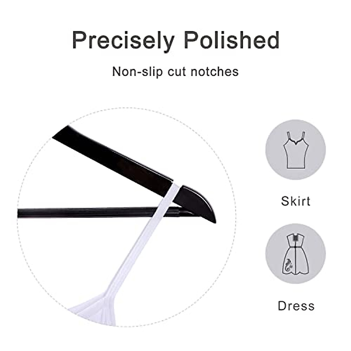 TOPIA HANGER Wooden Coat Hangers 30 Pack, Black Wood Suit Hangers with Non Slip Pants Bar, 360° Swivel Hook and Shoulder Notches for Camisole, Jacket, Pants, Smooth Finish Clothes Hangers -CT34B30