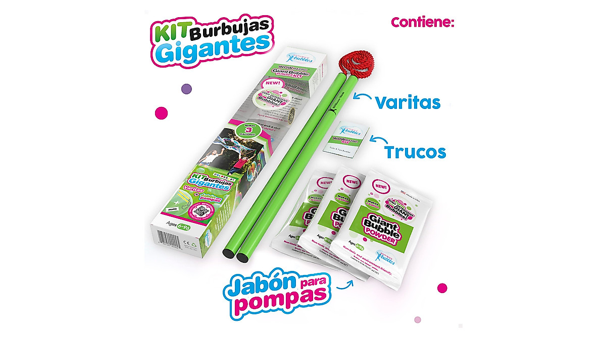 WOWmazing Giant Bubble Powder Kit: Include Large Bubble Wand and 3 ...