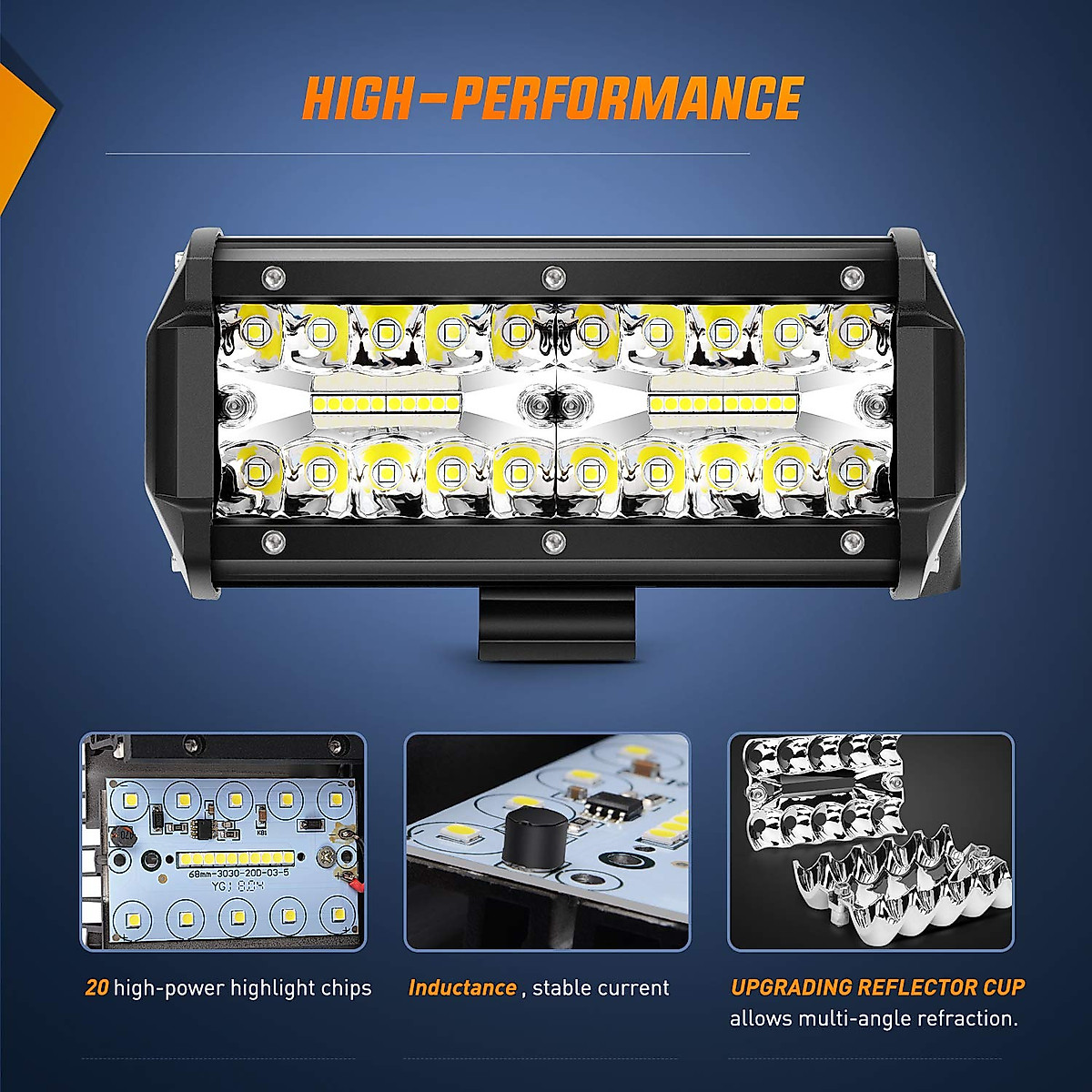 Nilight LED Pods 4PCS 6.5 Inch 120W Light Bar Triple Rows Spot Flood Combo Driving Light Waterproof Led Work Light Off-road Truck Car ATV SUV Cabin Boat, 2 Years Warranty