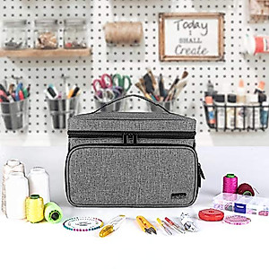Luxja Sewing Accessories Organizer with 2 Detachable Clear Pockets, Sewing Supplies Organizer (Patent Design), Gray