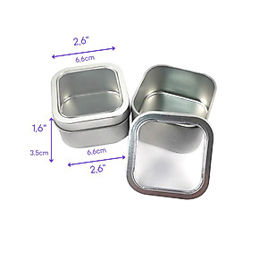 Shirin Packaging Metal Tin Containers for Mint Storage Metal Tins With Lids Tin Boxes Small Metal Box Lid 15/1, storage container square 2.6" x 2.6" x 1.6" Bead Organiser, Treasure Box Silver