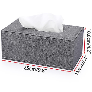 Sumnacon Tissue Box Cover Rectangle Linen Tissue Box, Stylish Tissue Box Holder with Magnetic Bottom,Decorative Tissue Cover for Bathroom Living Room Toilet Table Desk Office Car, Grey