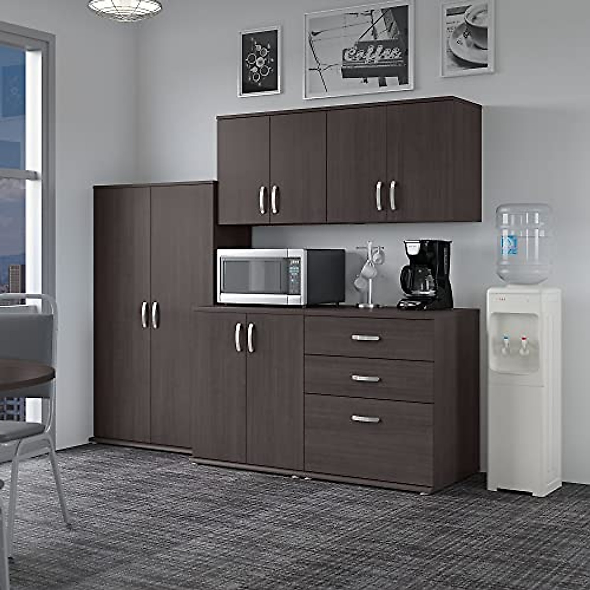 Bush Business Furniture Universal 5 Piece Modular Storage Set with Floor and Wall Cabinets, Storm Gray