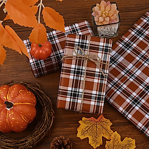 Bolsome 100 Sheets 20 * 14 Inches Brown Buffalo Plaid Gift Wrapping Paper Vintage Fall Tissue Paper for Gift Bags Rustic Art Tissue Paper for Birthday Thanksgiving Day Autumn Holidays Party DIY Craft