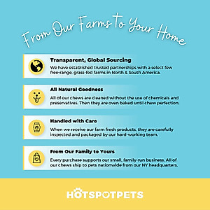 hotspot pets Beef Gullet Sticks for Dogs 6" - All Natural Grass-Fed Beef Dog Chews, Rich in Glucosamine Chondroitin for Joint Health, Single Ingredient No Rawhide Dog Treats