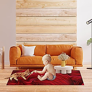 Abstract Art Kitchen Mats 2 PCS Anti-Fatigue Kitchen Rugs, Non Slip Kitchen Rugs and Mats Cushioned Standing Desk Mat Floor Mats for Home,Sink,Office,Kitchen, Red Liquid Artistic Texture