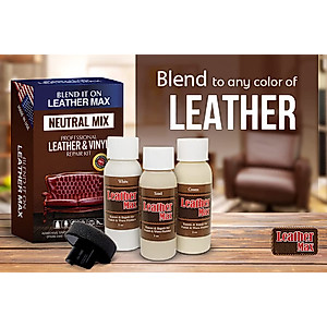 Leather Max Quick Blend Refinish and Repair Kit, Restore Couches, Recolor Furniture & Repair Car Seats, Jackets, Sofa, Boots / 3 Color Shades to Blend with/Leather Vinyl Bonded and More (Neutral Mix)