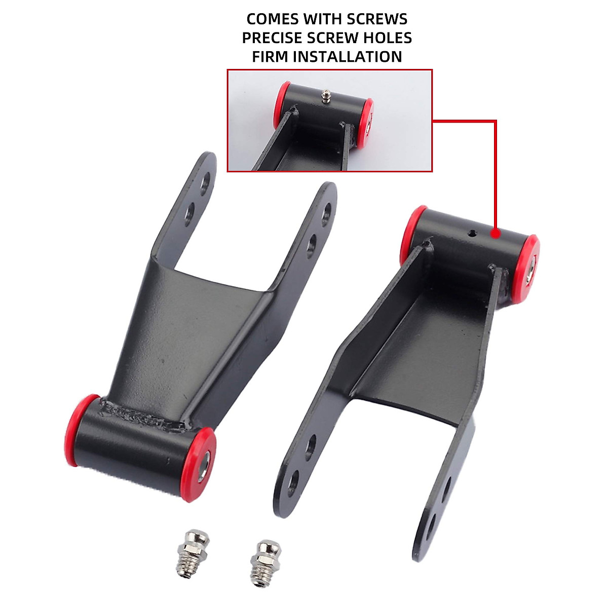 Dasbecan 2 Inch Suspension Rear Lowering Shackle Kit Compatible with Chevy Silverado GMC Sierra 1500 C1500/C2500 1988-2018 Replace# 410520