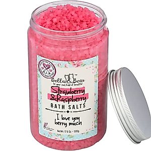 Bella & Bear Strawberry & Raspberry Bath Salts, Foot Soak, Detox, Fruity Scent,14oz - Bulk 12 Pack