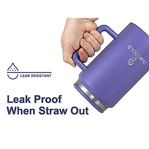 DLOCCOLD 50 oz Mug Tumbler with Handle and Straw Lid, Stainless Steel Insulated Large Travel Jug with Handle, Double Wall Reusable Water Bottle, White