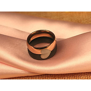 EBAT 6mm His And Hers Rings Matching Heart Stainless Steel Gift Stainless Steel Unisex Band Boyfriend And Girlfriend Simple Gifts Happy Birthday Women Bands