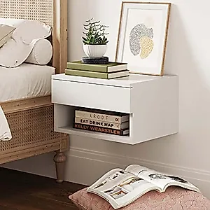 Nathan James Jackson Modern Floating Bedside Nightstand with Drawer, 1, White