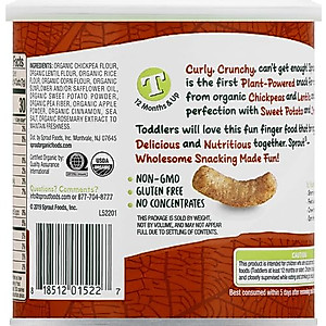 Sprout Organic Curlz Toddler Snacks Sweet Potato & Cinnamon, 1.48 Oz Can