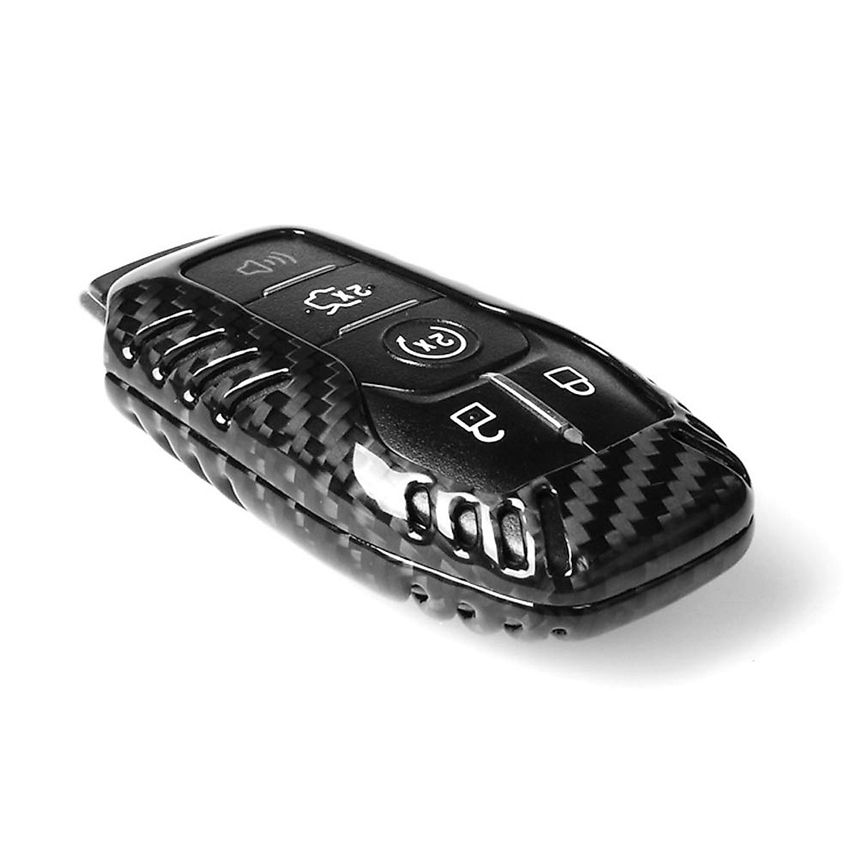 iJDMTOY Genuine Carbon Fiber Key Fob Protective Cover Case Compatible with Ford 4/5-Button Intelligent Access Key (Fusion Mustang Explorer MKZ MKX, etc)
