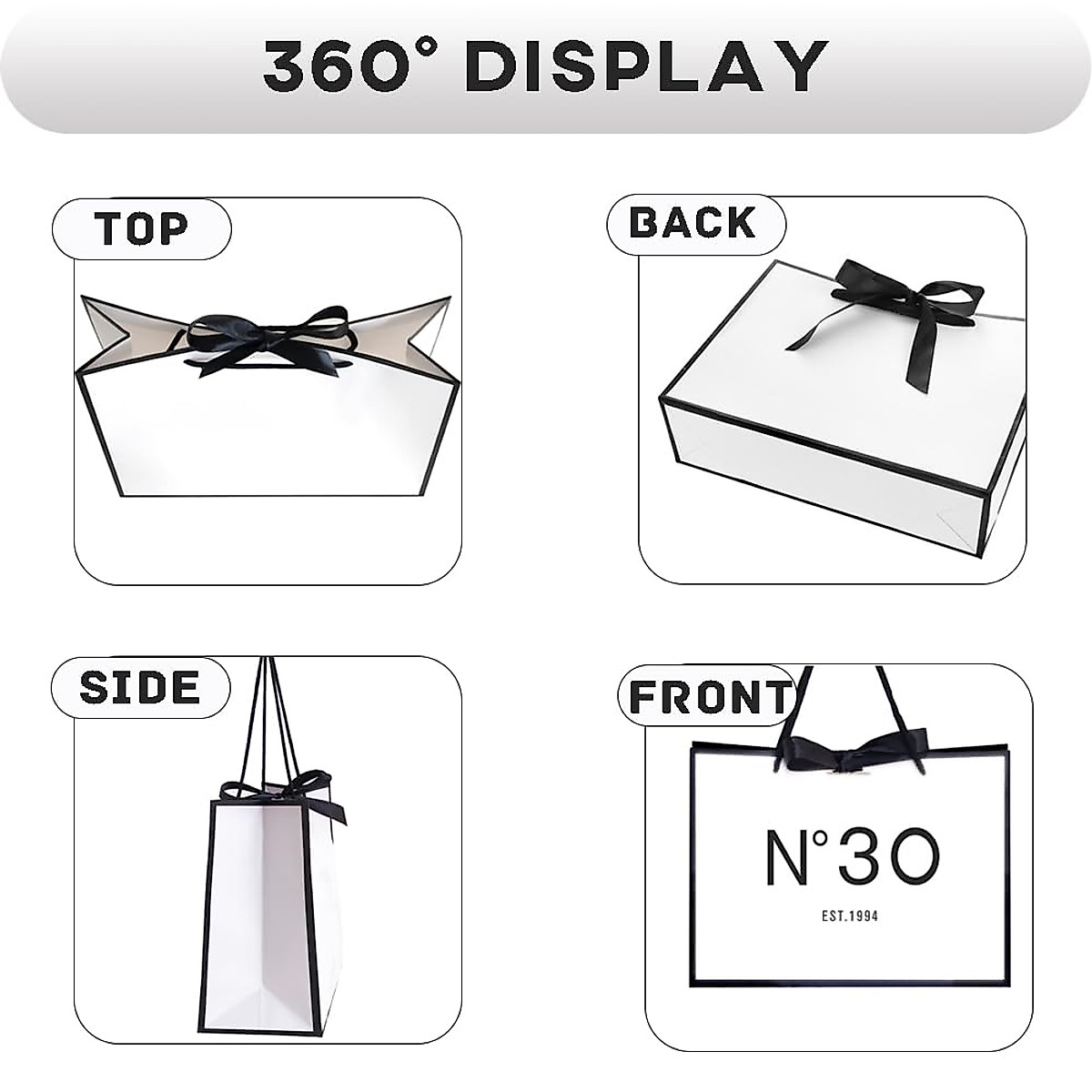 QLSKO 30th Birthday Keepsake Gift Paper Bag for Her-N°30 EST.1994 Thirty Anniversary Party Present Shopping Tote Bags Women 30 Year Old Decorations Idea (Small, 1994 30th)