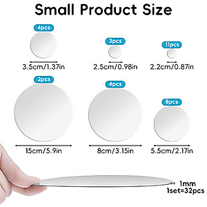 DIBALIYI 32 Pcs Acrylic Mirror Wall Stickers, Removable Wall Decal Mirror Set, Bathroom Wall Sticker Art, Circle Ceiling Mirrors for Bedroom, Home, Living Room, Sofa TV Background Decor (Small)