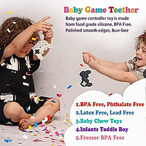 Baby Video Game Controller Teether Toy Funny Baby Teething Toys for Babies Gamer Controller（White