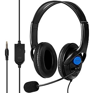 FNSHIP 3.5mm Port Wired Gaming Studying Headset for Kids Stereo bass-Isolated Headphones with mic Volume Control Compatible for PS4 PS5 New X-Box One PSP PC Laptop Tablet PC Phone,Black