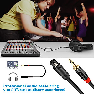 JOLGOO 3.5mm Stereo Audio Plug to Mini XLR Female Cable, 1/8" TRS Plug to 3-pin Mini XLR Female Headphones Audio Cable, 6.6 Feet