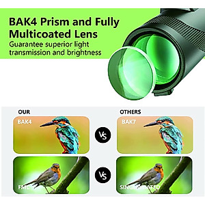 80x100 HD Monocular for Adults High Powered with Smartphone Adapter & Tripod, Monocular-Telescope with BAK4 Prism for Bird Watching, Hunting, Hiking, Outdoor Camping, Travel, Wildlife