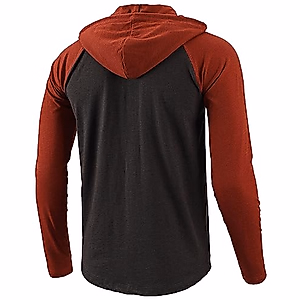 Vetemin Men's Casual Vintage Slim Fit Action Sports Workout Hiking Baseball Active Hoodie T Shirts H.Charcoal/Rusty M