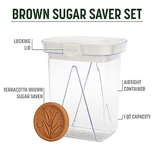 Goodful Brown Sugar Saver and Softener Disc with Airtight Storage Container, Multiple Uses for Food Storage Containers, Reusable and Food Safe, 1.5-Quart Container with Sugar Saver Disk
