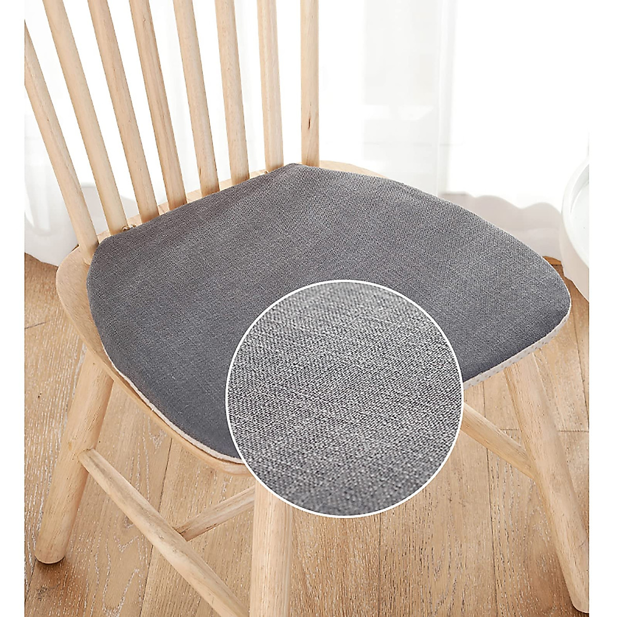 Cotton Linen Chair Cushion with Ties,Home Kitchen Chair Pad Soft Non Slip Seat Pad with Washable Cover,Dining Seat Cushion for Office Living Room Car Sitting Chair Pads-Dark gray 50x50cm(20x20inch)