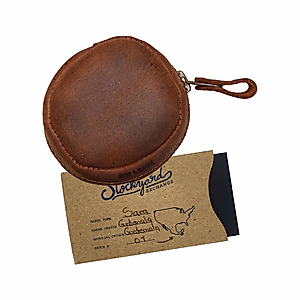 Hide & Drink, Rounded Coin Case, Zippered Wallet, Travel Pouch, Full Grain Leather, Handmade, Bourbon Brown