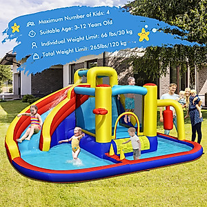 BOUNTECH Inflatable Water Slide, Mega Water Park Bounce House Combo for Kids Backyard Outdoor Fun w/Splash Pool, Climbing Wall, Blow up Waterslides Inflatables for Kids and Adults Party Gifts