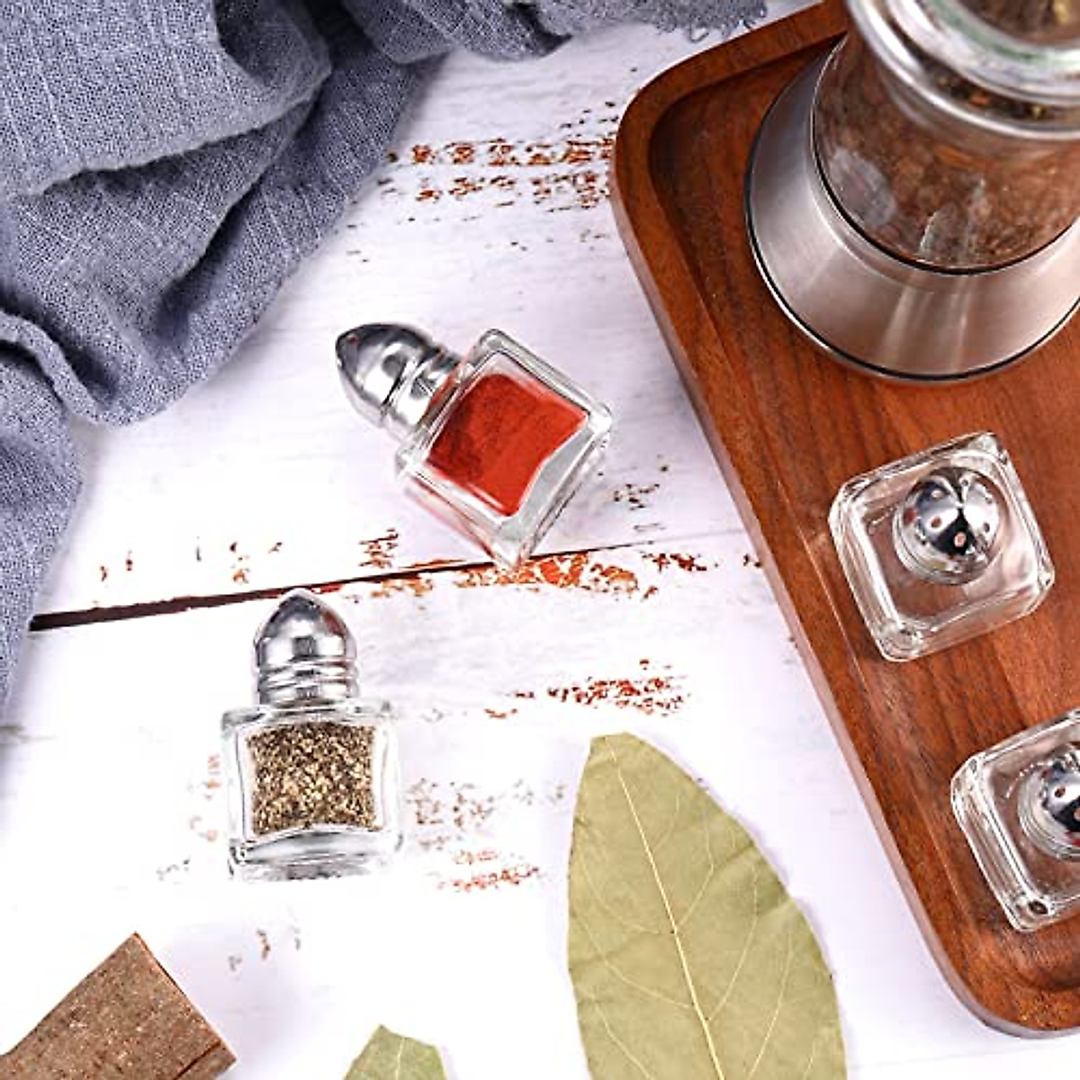 50 Set Mini Salt and Pepper Shakers Small Salt and Pepper Shakers Bulk Clear Glass Individual Tiny Spice Shaker Transparent Seasoning Holders for Home Restaurant Kitchen Table Wedding Party Supplies