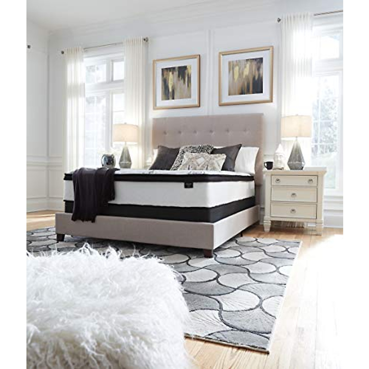 Signature Design by Ashley California King Size Chime 12 Inch Medium Firm Hybrid Mattress with Cooling Gel Memory Foam