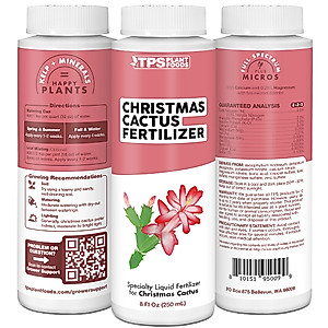 Christmas Cactus Fertilizer for All Christmas Cacti and Schlumbergera Cacti, Liquid Plant Food 8 oz (250mL)