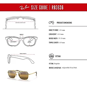Ray-Ban New Caravan RB3636 9196G5 58MM Legend Gold/Crystal Lens Polarized Clear Gradient Dark Brown Mirror Chromance Square Sunglasses for Men for Women + BUNDLE With Designer iWear Eyewear Kit