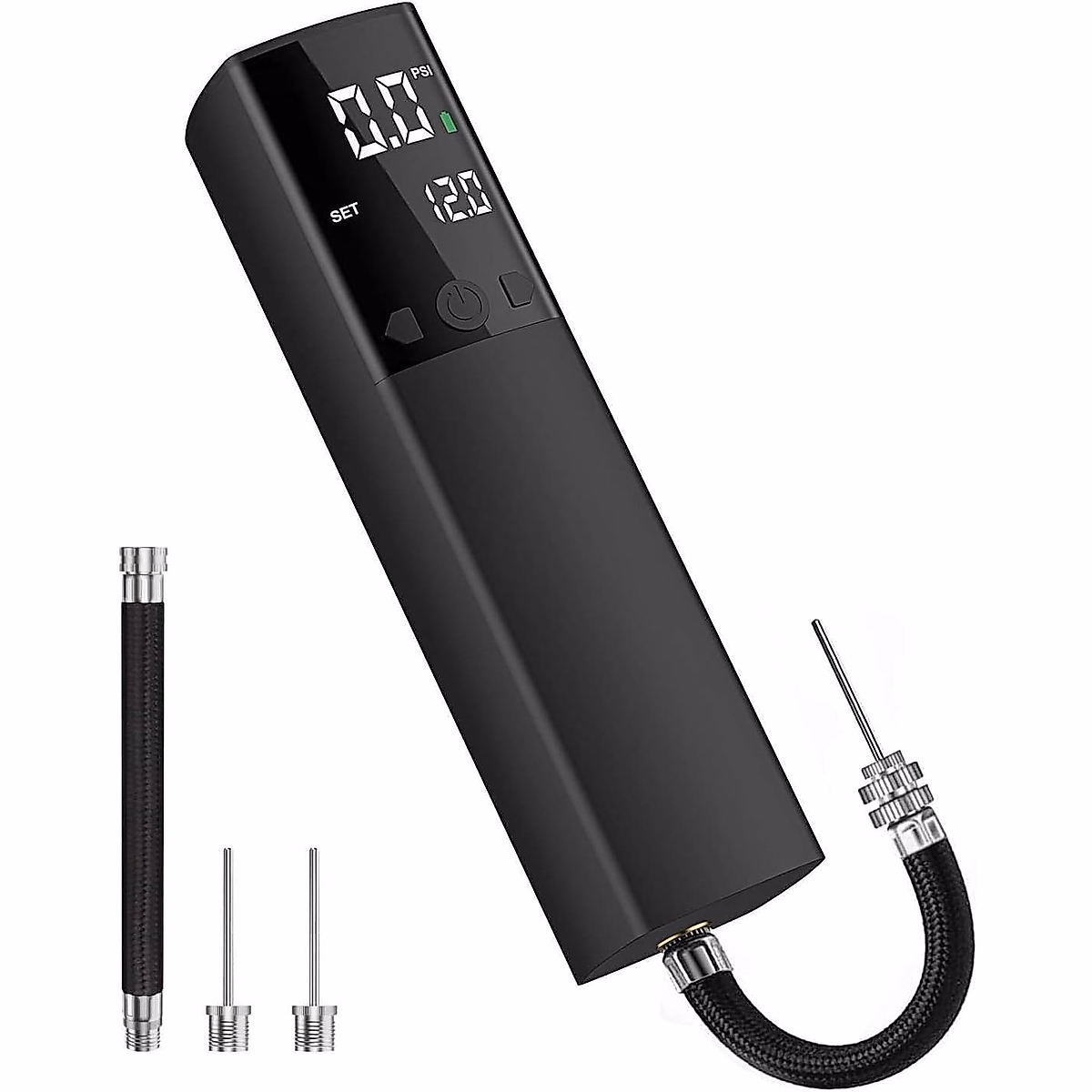 Electric Ball Pump, Smart Air Pump Portable Fast Ball Inflation with Precise Pressure Gauge and Digital LCD Display for Football Basketball Volleyball Football (2 Pin and 1 Spout)