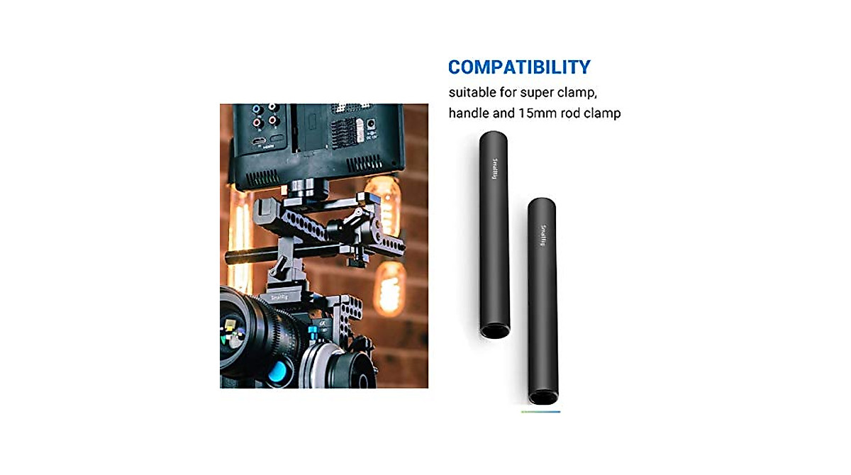 SmallRig 15mm Camera Rods - 4 Inch Support System for DSLR Rigs