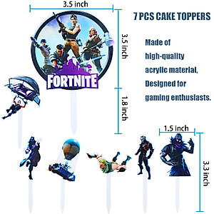 7 pcs Exquisite Acrylic Video Game Birthday Cake Toppers for Boys Girls Gamers' Birthday, Designed for Game Lovers, Game Party Decorations Supplies