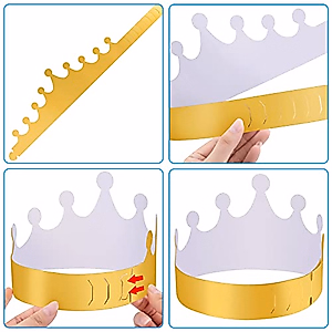 SIQUK 27 Pieces Paper Crowns Golden Birthday Crown Paper Party Crown Gold Paper King Crowns for Kids Adults