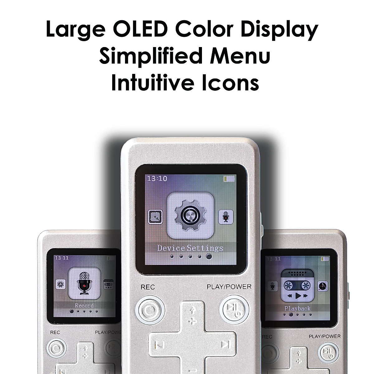 Digital Voice Activated Recorder with Instant Recording Button, Easy Playback with Integrated Speaker – Ideal for Notes, Voice Memos, Reminders, Learning Tool, 1000 Hours Capacity, by AttoDigital