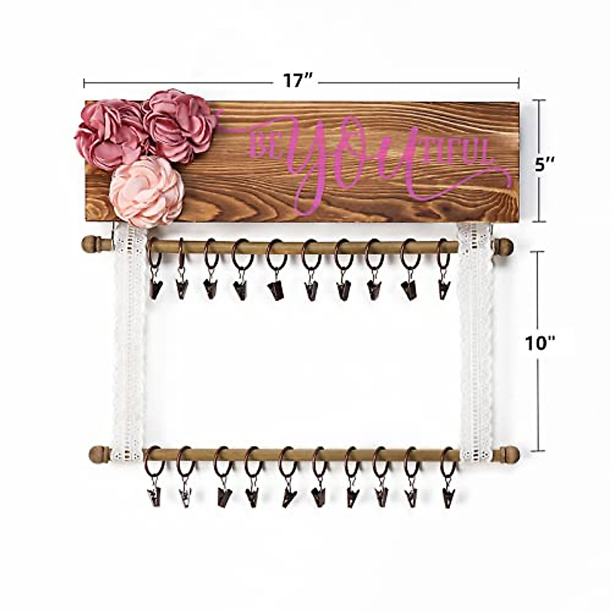 SOONOW Bow Holder for Girls Hair Bows, Baby Headband Organizer, Bow and Headband Storage Holder for Baby Girl Nursery Decor (Brown)