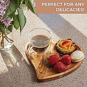 Handmade 9" Cherry Wood Heart Shaped Bowl Platter, Serving Tray, Food Tray, Dishes, Plate - Unfinished Wooden Heart Shaped Plates Tray Dinner Table Decor - Valentines Day Charcuterie Board