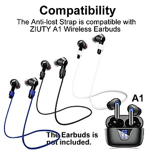 smaate Anti-Lost Straps Compatible with ZIUTY A1 Wireless Earbuds, Magnetic Soft Silicone Sport Necklace, Blue