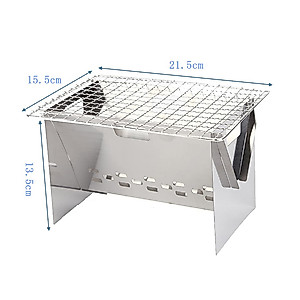 EROUGE Portable Mini Camping Grill,Folding Outdoor Campfire Grill Cooking for Picnics Fire Pit Feeds 2 People and fits in Your Backpack. Designed for Hiking,Tailgating