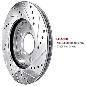 R1 Concepts Front Rear Brake Rotor Kit |Brake Rotors| Brake Disc |Drilled and Slotted|fits 2018-2022 Genesis G70; Kia Stinger