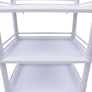 Rolling Utility Cart, 3 Tier Shelf Trolley Cart with Wheels Medical Rolling Cart Large White Mobile Organizer Commercial Hospital Office Lab Cart